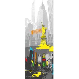 Fototapete ARCHITECTS PAPER "New York", bunt (bunt, gelb, grau), B:1m L:2,8m, Vlies, Tapeten, Grafik Tapete New York Panel 1,00m x 2,80m Grau Bunt
