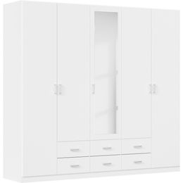 Kleiderschrank Rauch "Schrank Garderobe Ankleide GAMMA Breiten 91/136/181/226/271/315/360 cm", alpinwei&szlig;, griffe alu, B:226cm H:210cm T:54cm, Holzwerkstoff, Schr&auml;nke, Kleiderschrank, verschiedene Griff-Varianten, mit Spiegel TOPSELLER MADE IN GERMANY, Topseller