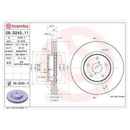 Brembo Bremsscheibe COATED DISC LINE 09.D245.11 vorne rechts links bel&uuml;ftet 315mm f&uuml;r SUBARU 26300AL010 26300AL04A