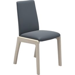Polsterstuhl stressless "Laurel", blau (atlantic blau batick, eiche gekalkt), B:57cm H:92cm T:59cm, Leder BATICK: BATICK ist ein leicht korrigiertes, durchgef&auml;rbtes und genarbtes M&ouml;belleder, bei dem die meisten Unebenheiten und Spuren in der Regel entfernt wurden., St&uuml;hle, Polsterstuhl, Low Back, Gr&ouml;&szlig;e M, mit abgerundeten Beinen in Eiche gekalkt