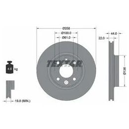 TEXTAR Bremsscheibe PRO 92255203 vorne rechts links bel&uuml;ftet 258mm f&uuml;r RENAULT DACIA SMART 8660003934 402065054R 402066839R