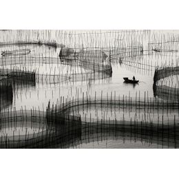 Fototapete papermoon "Photo-Art AHMED ABDULAZIM, WARTEN AUF DEN HAKEN", bunt, B:5m L:2,8m, Vlies, Tapeten
