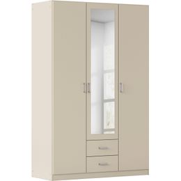 Kleiderschrank Rauch "Schrank Garderobe Ankleide GAMMA Breiten 91/136/181/226/271/315/360 cm", beige (champagner), griffe alu, B:136cm H:210cm T:54cm, Holzwerkstoff, Schr&auml;nke, Kleiderschrank, verschiedene Griff-Varianten, mit Spiegel TOPSELLER MADE IN GERMANY, Topseller