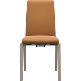 Polsterstuhl stressless "Laurel", braun (new caramel batick, eiche gekalkt), B:57cm H:92cm T:59cm, Leder BATICK: BATICK ist ein leicht korrigiertes, durchgef&auml;rbtes und genarbtes M&ouml;belleder, bei dem die meisten Unebenheiten und Spuren in der Regel entfernt wurden., St&uuml;hle, Polsterstuhl, Low Back, Gr&ouml;&szlig;e M, mit abgerundeten Beinen in Eiche gekalkt