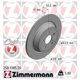 Zimmermann Bremsscheibe COAT Z 250.1385.20 hinten rechts links voll 316mm f&uuml;r FORD (CHANGAN) 5310798 2019881