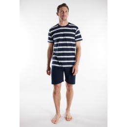 Tom Tailor Herren Shorty, Gr. 52blau, mittel, ringel, Single Jersey, Obermaterial: 100% Baumwolle, Homewear-Sets, aus Baumwolle, weiches Single