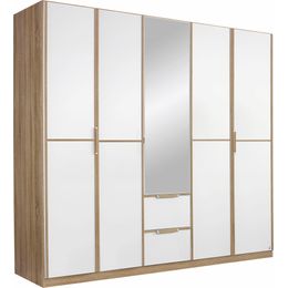 Kleiderschrank Rauch "Schrank Dreht&uuml;renschrank Garderobe Ankleide Schlafzimmer ESSENSA", wei&szlig; (struktureichefarben hell, wei&szlig;), B:226cm H:210cm T:54cm, Holzwerkstoff, Schr&auml;nke, Kleiderschrank, voll aufgelegte Spiegelt&uuml;ren, 2 gro&szlig;e Schubladen MADE IN GERMANY