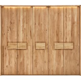 Kleiderschrank Home Affaire "Ambroise, aus Wildeiche, inkl. Passepartout", braun (wildeiche), B:257cm H:226cm T:62cm, Massivholz, Schr&auml;nke, Kleiderschrank, Massivholz-Kleiderschrank, im 50 cm Raster planbar