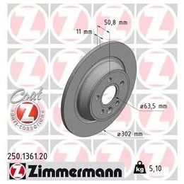 Zimmermann Bremsscheibe COAT Z 250.1361.20 hinten rechts links voll 302mm f&uuml;r LAND ROVER (CHERY) FORD 1877765 1379931 6G91-2A315-BB