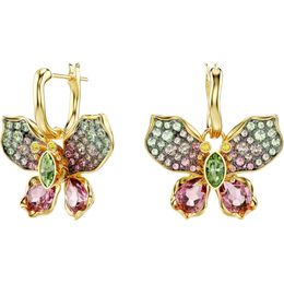 Paar Creolen Swarovski "Schmuck Geschenk Idyllia Drop-Ohrh&auml;nger Schmetterling", gold (gelbgoldfarben, gr&uuml;n, rosa, gelb, braun, gr&uuml;n, rosa, gelb, braun), Ohrringe, Damen, Metall, mit Swarovski Kristall - Einh&auml;nger abnehmbar