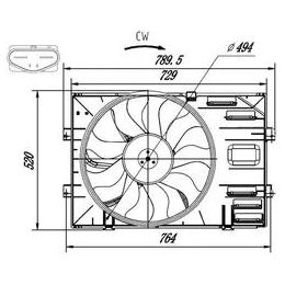 NRF L&uuml;fter, Motork&uuml;hlung 47918 12V 494mm f&uuml;r VW 7E0121205D 7E0121205B 7E0959455B