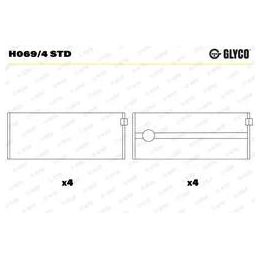 GLYCO Kurbelwellenlager H069/4 STD f&uuml;r MERCEDES-BENZ A1120330402 A1120300040 A1120330401