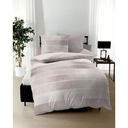 Wendebettw&auml;sche Kaeppel "TIMELESS 100% Baumwolle", rosa (ros&eacute;), B/L: 155cm x 220cm, 1 Stk., 1 Stk., Mako-Satin, B/L: 80cm x 80cm, 2 Stk., Mako-Satin, Obermaterial: 100% Baumwolle, Bettw&auml;sche, Wendebettw&auml;sche, mit breiten Streifen, Wendeoptik, Markenrei&szlig;verschluss