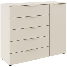 Schubkastenkommode Rauch "Kommode T&uuml;rkommode Sideboard Kombikommode FLIPP", beige (champagner), B:120cm H:100cm T:42cm, Holzwerkstoff, Sideboards, 1-t&uuml;rig mit 5 Schubladen und Soft-Close-Funktion