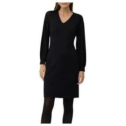 Strickkleid s.Oliver BLACK LABEL, Damen, Gr. 46, N-Gr, schwarz, Strick, Obermaterial: 71% Viskose, 29% Polyester, unifarben, regular fit kniefrei, V-Ausschnitt, Rippb&uuml;ndchen, Kleider Strickkleid, mit V-Ausschnitt