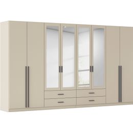 Kleiderschrank Rauch "Schrank Garderobe Ankleide GAMMA Breiten 91/136/181/226/271/315/360 cm", beige (champagner), griffstangen graumetallic, B:360cm H:210cm T:54cm, Holzwerkstoff, Schr&auml;nke, Kleiderschrank, verschiedene Griff-Varianten, mit Spiegel TOPSELLER MADE IN GERMANY, Topseller
