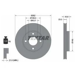 TEXTAR Bremsscheibe PRO 92292703 vorne rechts links bel&uuml;ftet 262mm f&uuml;r FORD 2095058 H1BC1125A1A