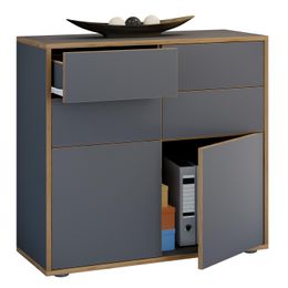 Kommode Vcm "Holz Kommode Sideboard Salia Breite 100 Schublade", schwarz (anthrazit), B:100cm T:33cm, Sideboards, Kommode
