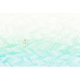 Fototapete ARCHITECTS PAPER "Atelier 47 Waves Artwork 3", bunt (blau, gr&uuml;n, orange), B:4m L:2,7m, Vlies, Tapeten, Vlies, Wand, Schr&auml;ge, Decke