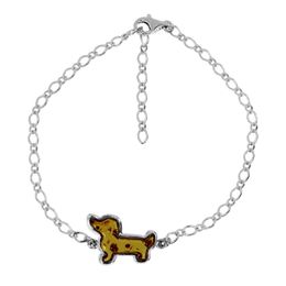 Armband OSTSEE-SCHMUCK "- Dackel - Silber 925/000 - Bernstein" Gr. 21, silber (silber 925, silberfarben, wei&szlig;), Armb&auml;nder, Damen, Silber 925 (Sterlingsilber), Armband