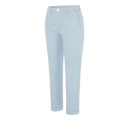MAC Damen Chinohose "CHINO turn up", blau, Gr. 34, unifarben, Web, Obermaterial: 97% Baumwolle, 3% Elasthan, Hosen, mit dezentem Glanz, elegant und