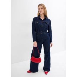 bonprix Jeans-Overall, blau, Gr.40, Jeans Overall mit weitem Bein, 98% Baumwolle (organic)