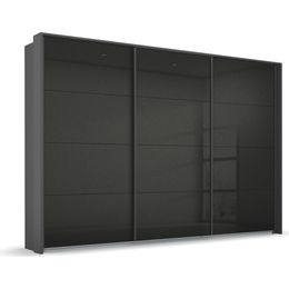 Schwebet&uuml;renschrank Rauch "Kleiderschrank Schrank Garderobe OTELI inkl. 3 Innenschubladen", grau (graumetallic, effektgrau hochglanz), B:278cm H:214cm T:68cm, Holzwerkstoff, Schr&auml;nke, Schwebet&uuml;renschrank, inkl. Passepartout optional mit Beleuchtung MADE IN GERMANY