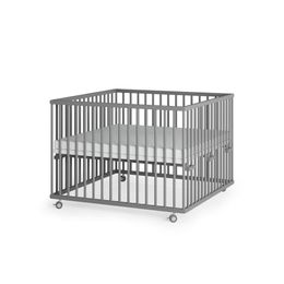 S&auml;mann Laufgitter mit Matratze SleepPlus - grau - Premium Kollektion | Gr.: 120x120 cm