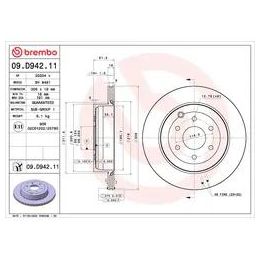 Brembo Bremsscheibe 09.D942.11 hinten rechts links bel&uuml;ftet 308mm f&uuml;r MERCEDES-BENZ NISSAN 4704230200 432065XA0A