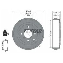 TEXTAR Bremstrommel 94046400 hinten rechts links f&uuml;r NISSAN 432063LG0A 43206JX00A