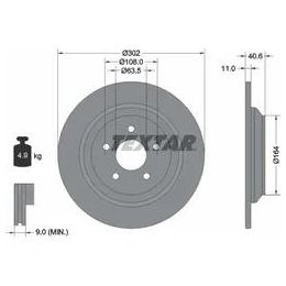 TEXTAR Bremsscheibe PRO 92292403 hinten rechts links voll 302mm f&uuml;r FORD 2210993 1936154 G1FY2A315AA