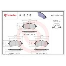Brembo Bremsbelagsatz, Scheibenbremse XTRA LINE P 16 013X vorne rechts links mit Zubeh&ouml;r f&uuml;r MITSUBISHI SUZUKI CHANGAN MAZDA (CHANGAN) FORD PROTON HON