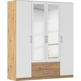 Kleiderschrank Rauch "Schrank Garderobe Ankleide GAMMA Breiten 91/136/181/226/271/315/360 cm", eiche artisan, alpinwei&szlig;, griffe chrom, B:181cm H:210cm T:54cm, Holzwerkstoff, Schr&auml;nke, Kleiderschrank, verschiedene Griff-Varianten, mit Spiegel TOPSELLER MADE IN GERMANY, Topseller