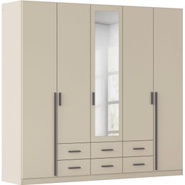 Kleiderschrank Rauch "Schrank Garderobe Ankleide GAMMA Breiten 91/136/181/226/271/315/360 cm", beige (champagner), griffstangen graumetallic, B:226cm H:210cm T:54cm, Holzwerkstoff, Schr&auml;nke, Kleiderschrank, verschiedene Griff-Varianten, mit Spiegel TOPSELLER MADE IN GERMANY, Topseller
