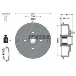 TEXTAR Bremstrommel 94041300 hinten rechts links mit Achsmutter f&uuml;r MAZDA FORD 1213352 1151001 1507055