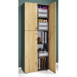 Schuhschrank Vcm "XL Holz Gro&szlig;er Schuhschrank Schuhkommode Lona 5", braun (anthrazit, honig, eiche), B:70cm T:40cm, Obermaterial: 100% Holz Wood., Schr&auml;nke, Schuhschrank