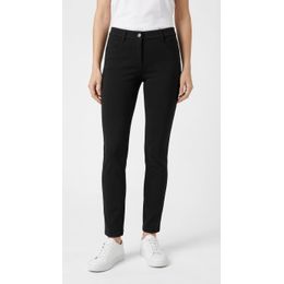 Stoffhose MAC "SLIM", Damen, Gr. 38, L&auml;nge 28, schwarz, Jersey, Obermaterial: 63% Viskose, 33% Polyamid, 4% Elasthan, unifarben, slim fit kn&ouml;chellang, Hosen Stoffhose, Sommerhose im Five-Pocket Style