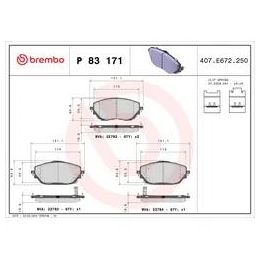 Brembo Bremsbelagsatz, Scheibenbremse P 83 171 vorne rechts links mit Zubeh&ouml;r f&uuml;r TOYOTA 04465F4040 0046533480 04465F4020