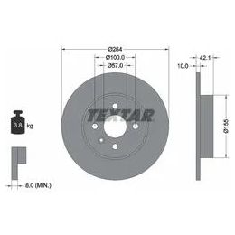 TEXTAR Bremsscheibe PRO 92124703 hinten rechts links voll 264mm f&uuml;r VAUXHALL OPEL 569116N 569116 93176548