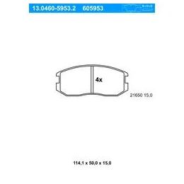 ATE Bremsbelagsatz, Scheibenbremse 13.0460-5953.2 vorne rechts links f&uuml;r MITSUBISHI PROTON MB928817 MB699473 MB928816