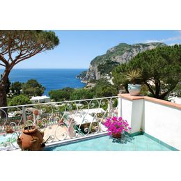 Fototapete papermoon "Capri Balkon Blick", bunt, B:4,5m L:2,8m, Vlies, Tapeten