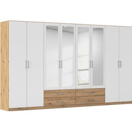 Kleiderschrank Rauch "Schrank Garderobe Ankleide GAMMA Breiten 91/136/181/226/271/315/360 cm", eiche artisan, alpinwei&szlig;, griffe chrom, B:360cm H:210cm T:54cm, Holzwerkstoff, Schr&auml;nke, Kleiderschrank, verschiedene Griff-Varianten, mit Spiegel TOPSELLER MADE IN GERMANY, Topseller
