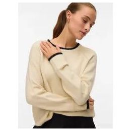 V&eacute;ro Moda Strickpullover VERO MODA "VMAQUARIUS LS O-NECK RAGLAN PULLOVER BF", Damen, Gr. S, birch detail:with melange, schwarz contrast edge, Strick, Obermaterial: 65% Polyester, 13% Nylon, 13% Polyacryl, 6% Wolle, 3% Elasthan, meliert, regular fit normal, Rundhals, Rippb&uuml;ndchen, Pullover Strickpullover