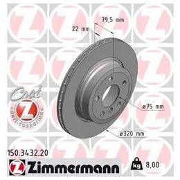 Zimmermann Bremsscheibe COAT Z 150.3432.20 hinten rechts links au&szlig;enbel&uuml;ftet 320mm f&uuml;r BMW 34213332217