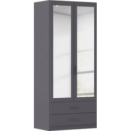 Kleiderschrank Rauch "Schrank Garderobe Ankleide GAMMA Breiten 91/136/181/226/271/315/360 cm", graumetallic, griffstangen graumetallic, B:91cm H:210cm T:54cm, Holzwerkstoff, Schr&auml;nke, Kleiderschrank, verschiedene Griff-Varianten, mit Spiegel TOPSELLER MADE IN GERMANY, Topseller