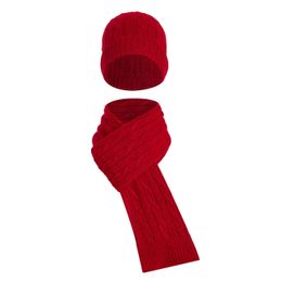 Strickm&uuml;tze FELIX HARDY "Set aus Schal und M&uuml;tze", Damen, rot, 80% Polyacryl, 13% Polyester, 7% Elasthan, M&uuml;tzen Strickm&uuml;tze