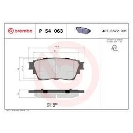 Brembo Bremsbelagsatz, Scheibenbremse P 54 063 hinten rechts links ohne Zubeh&ouml;r f&uuml;r MITSUBISHI (GAC) 4605B989 4605B987 4605B989S1