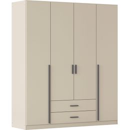 Dreht&uuml;renschrank Rauch "Kleiderschrank Garderobe GAMMA Breiten 91/136/181/226/271/315/360 cm", beige (champagner), griffstangen graumetallic, B:181cm H:210cm T:54cm, Holzwerkstoff, Schr&auml;nke, Dreht&uuml;renschrank, mit Schubladen, verschiedene Griff-Varianten TOPSELLER MADE IN GERMANY