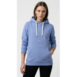 Zwillingsherz Damen Hoodie "Strand Meer K&uuml;ste", blau, Gr. L, unifarben mit Farbeins&auml;tzen, Sweatware, Obermaterial: 50% Baumwolle, 50% Polyester,