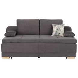 Schlafsofa OTTO HOME "Berlin", grau (dunkelgrau), B:202cm H:99cm T:98cm, Samtoptik (100% Polyester), Sofas, Schlafsofa, Dauerschl&auml;fer mit Boxspringfederung, Bettfunktion und Bettkasten